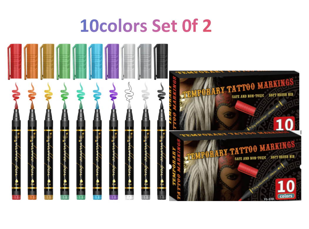 10 colors Body Art Marker Pen Body Art Pens Quick-Drying Body Art Pen ...