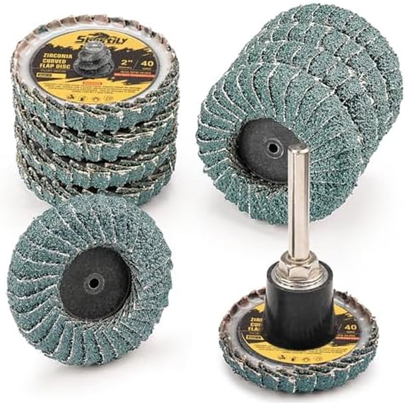 10 count 40 Grit Curved Flap Disc 2 Inch Roll Lock Quick Change Sanding ...