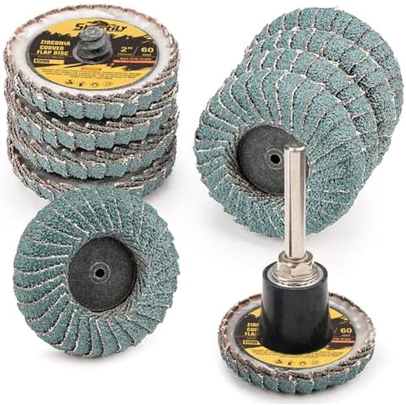 10 count 60 Grit Curved Flap Disc 2 Inch Roll Lock Quick Change Sanding ...