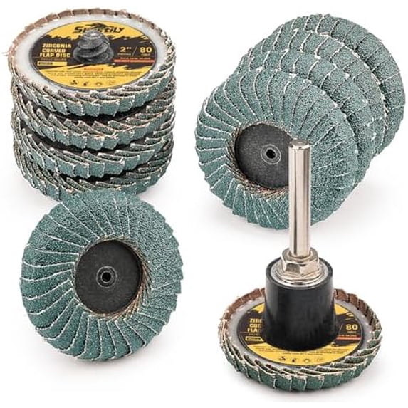 10 count 80 Grit Curved Flap Disc 2 Inch Roll Lock Quick Change Sanding ...