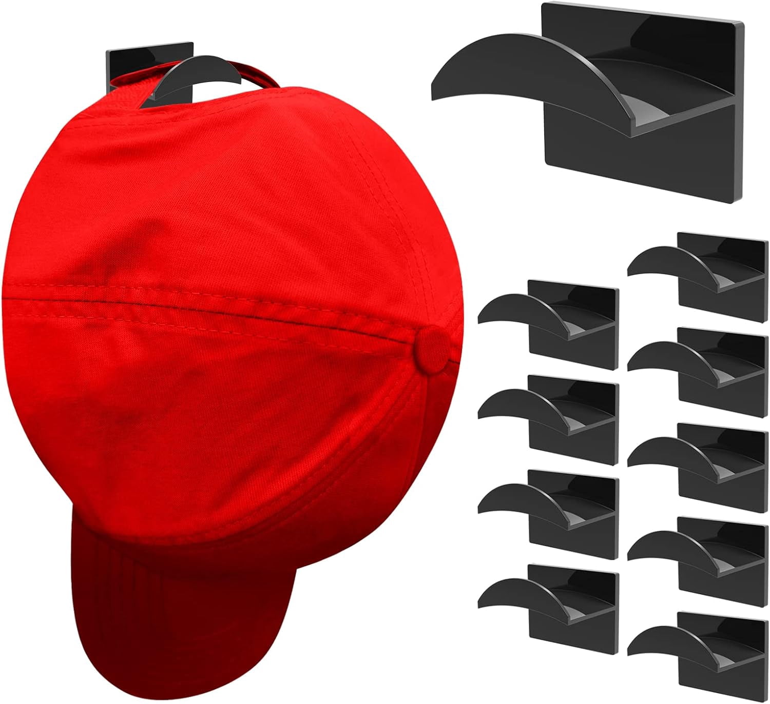 10 count Adhesive Hat Hooks for Wall, Hold Hat Hangers, Minimalist Hat ...
