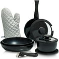 10 count Black Pots and Pans Set Non , Cookware Sets Detachable Handle ...
