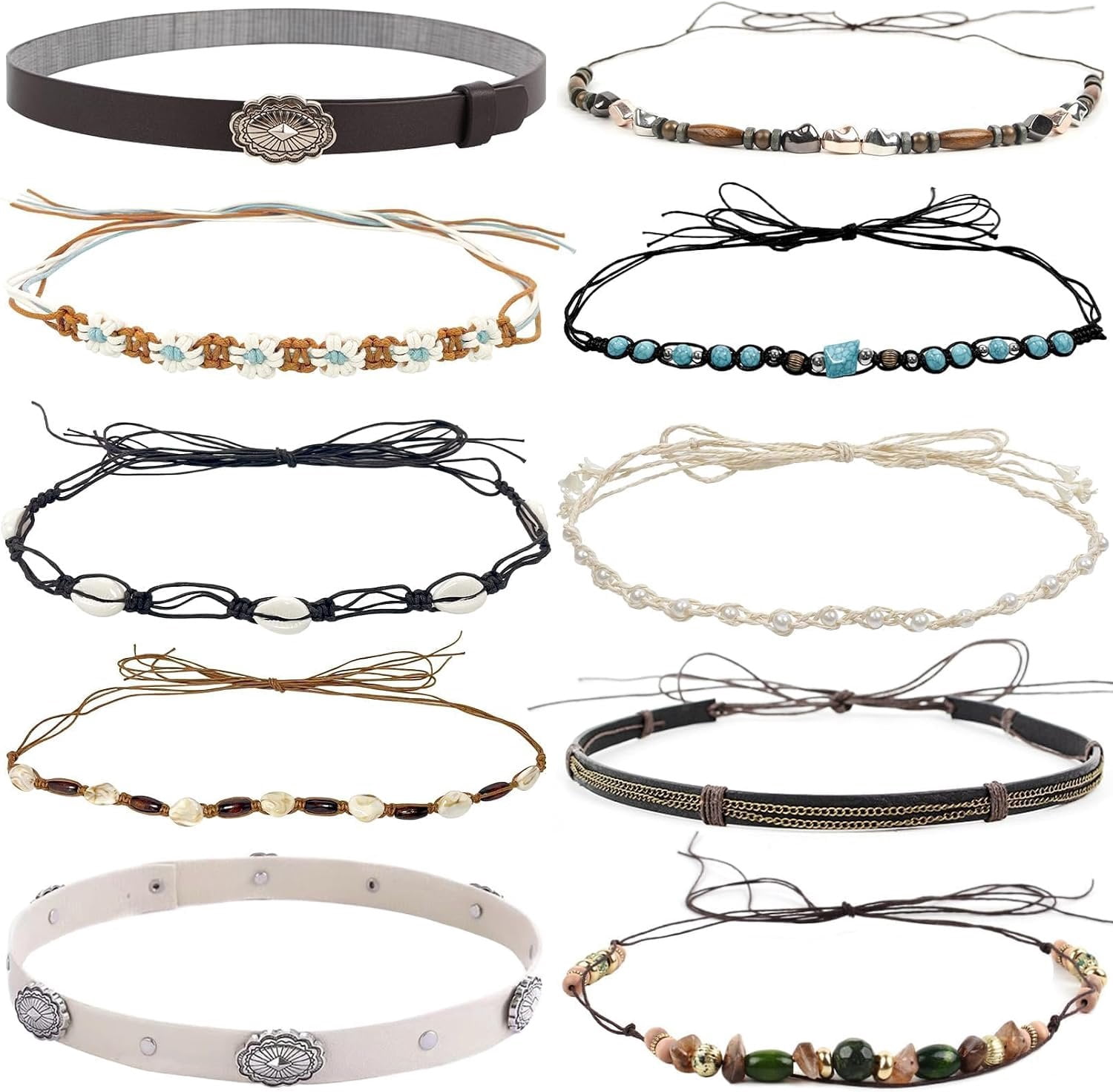 10 count Cowboy Hat Bands for Men Women, Leather Hatbands Belt for ...