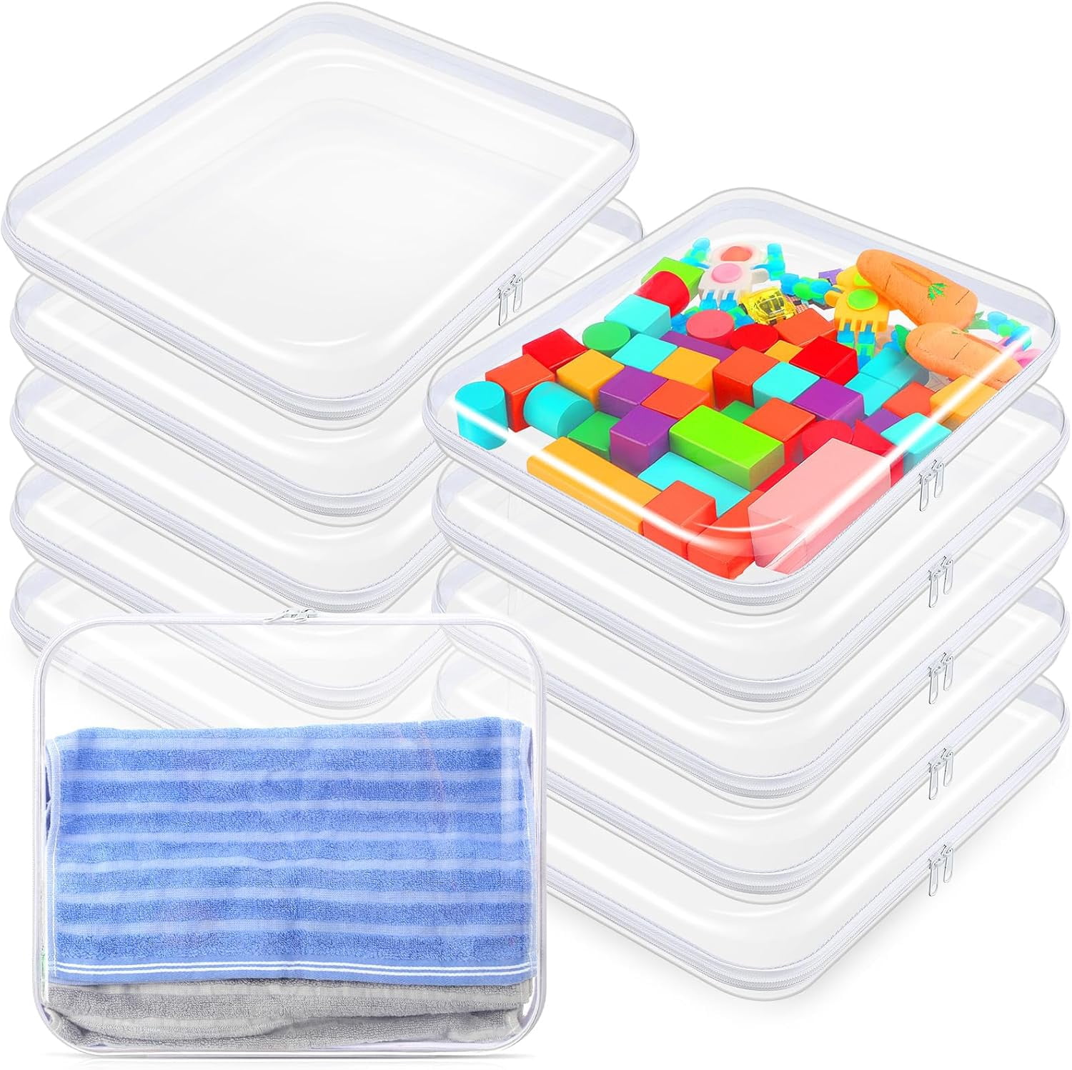 10 count Hard Zipper Case Clear Hard Pouches Plastic Zipper Pencil Box ...