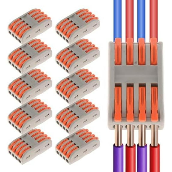 10 count Lever Wire Nuts Connectors 4 in 4 Out Splicing Wire Terminals ...