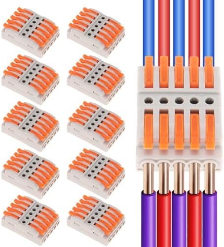 10 count Lever Wire Nuts Connectors 5 in 5 Out Splicing Wire Terminals ...