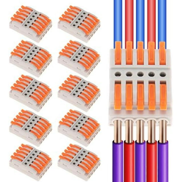 10 count Lever Wire Nuts Connectors 5 in 5 Out Splicing Wire Terminals ...