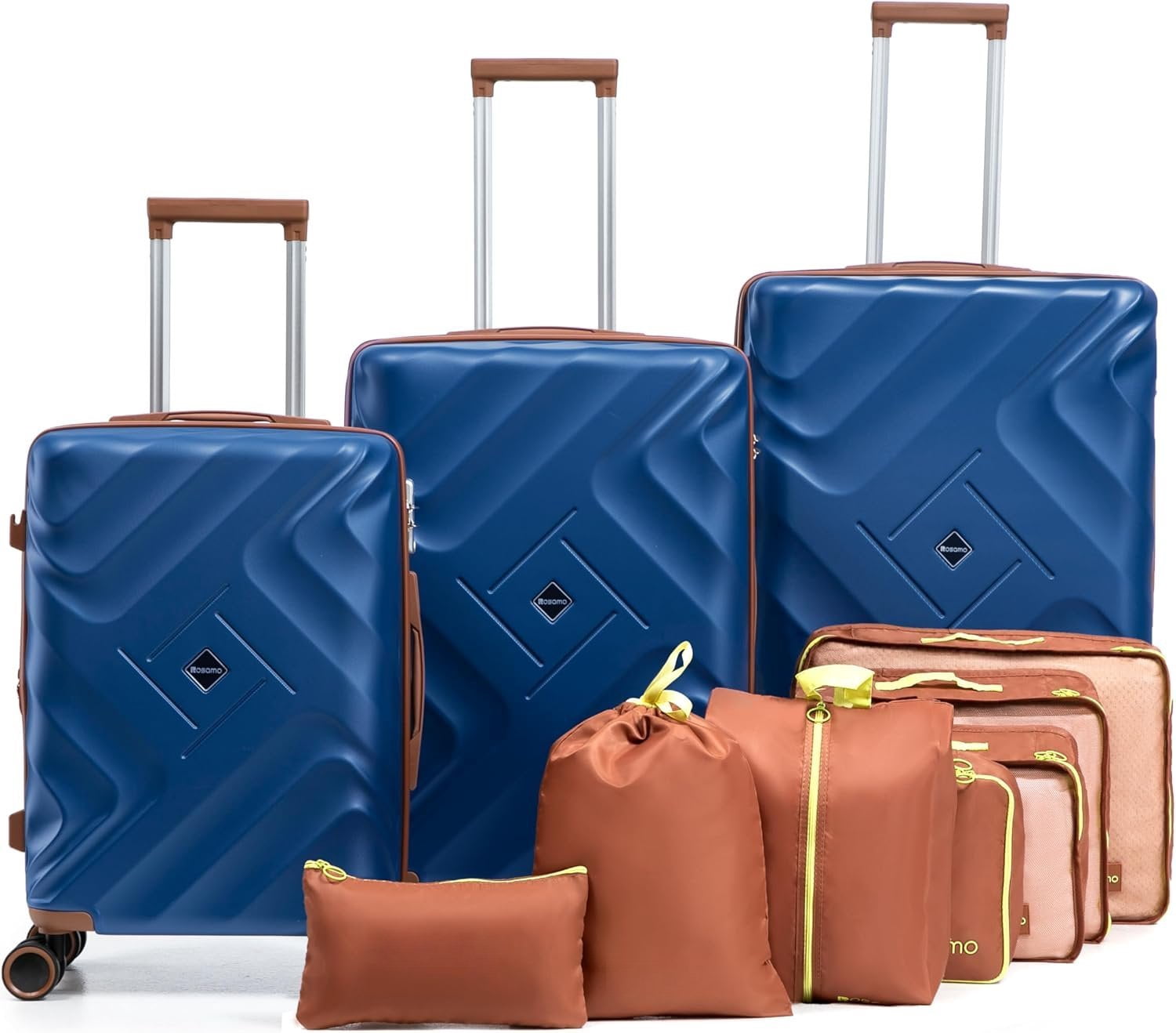 10 count Luggage Set Expandable Suitcase 22x14x9 Airline Approved Carry ...