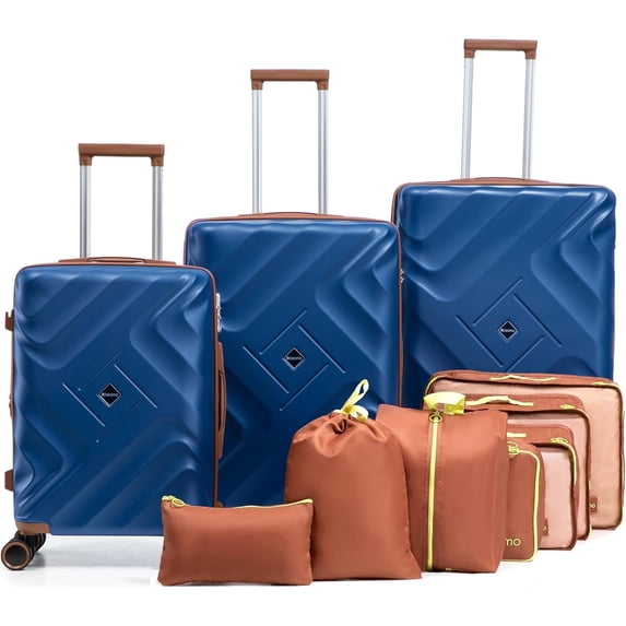 10 count Luggage Set Expandable Suitcase 22x14x9 Airline Approved Carry ...