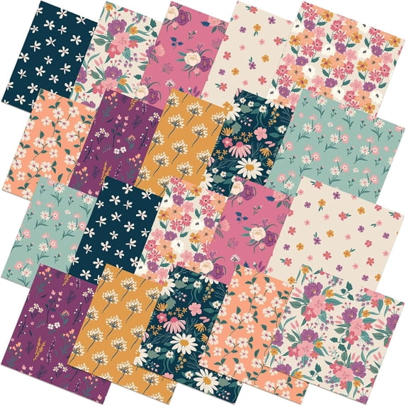 10 count Retro Floral Quilting Fabric 20 x 20 Inch Flower Quarters by ...