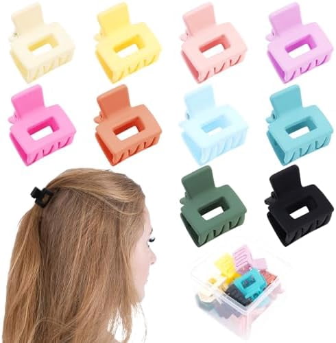 10 count Small Claw Clips for Women Girls, 1 Mini Matte Barrettes for ...