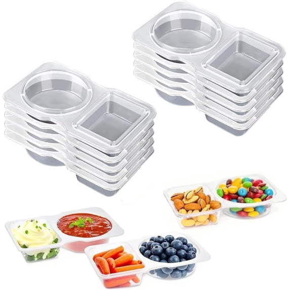10 count Snack Containers with ,2025 2 Compartment Containers for ...