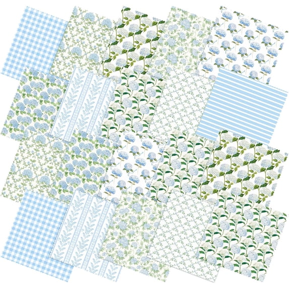 10 count Spring Hydrangea Quilting Fabric 20 x 20 Inch Dusty Blue ...