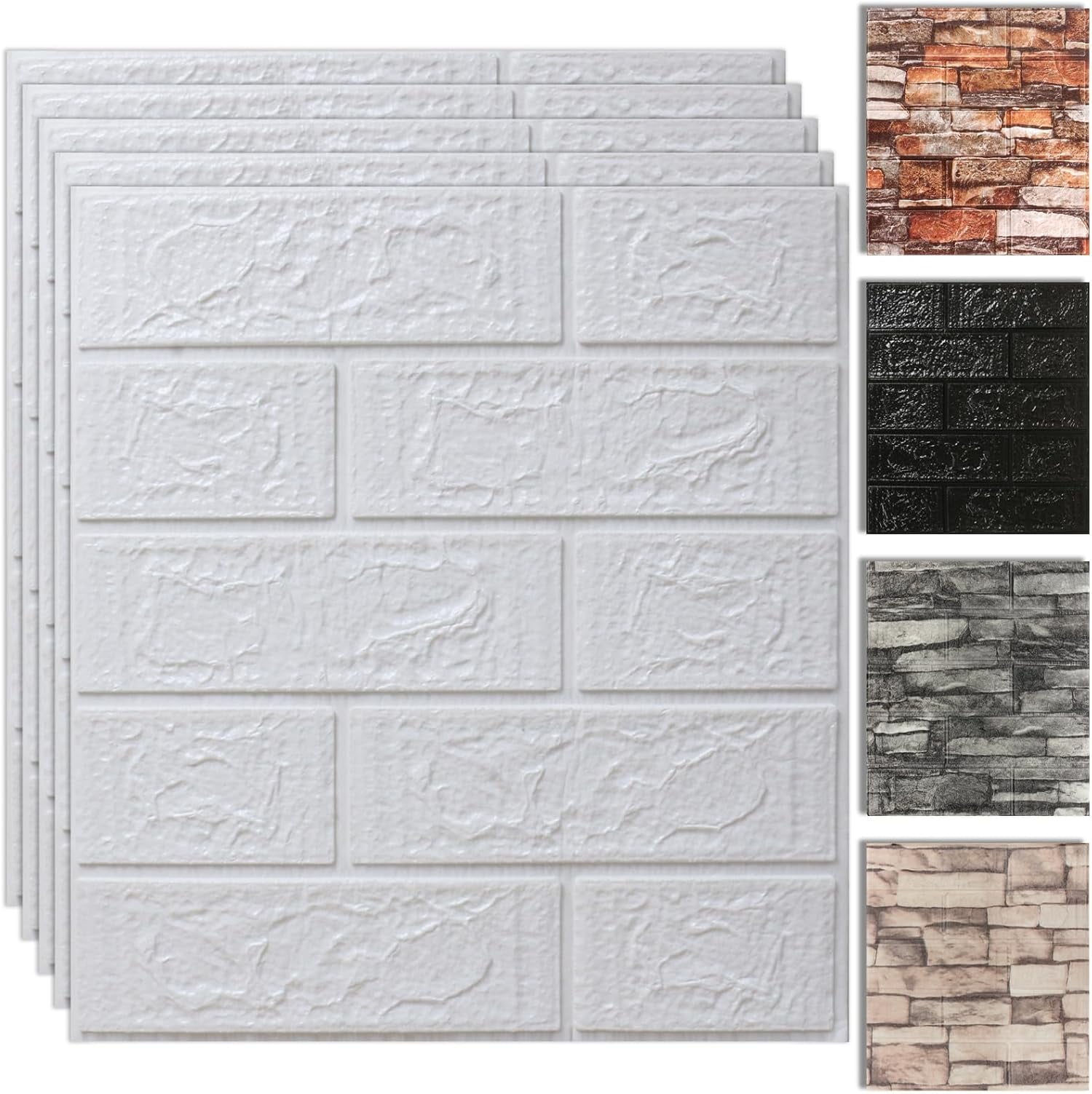10 count Wall Panels Peel and , Self- Decorative Brick Wallpaper Wall ...