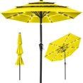10 ft 3-Tier Solar Patio Umbrella with 24 LED Lights, Ventilated Canopy ...