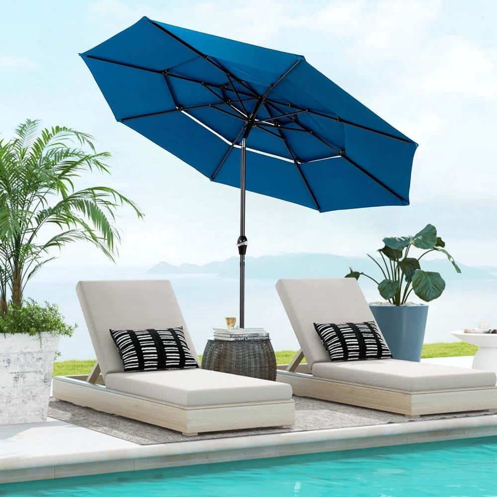 10 ft. Aluminium Market Tilt Patio Umbrella with Hand Crank Tilt in ...