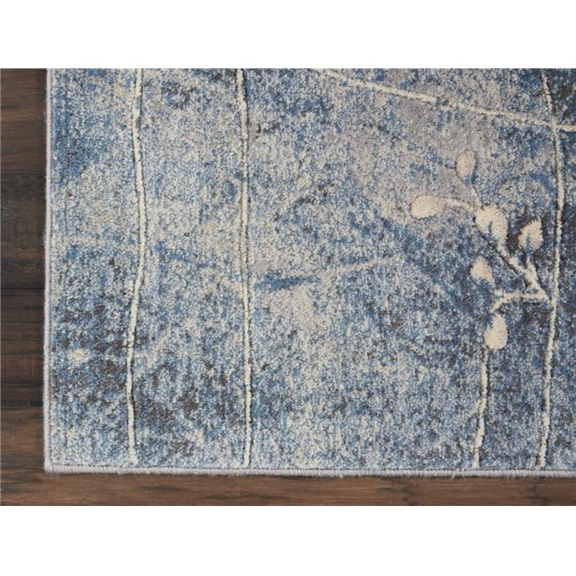 10 ft. Blue Floral Power Loom Runner Rug - Walmart.com