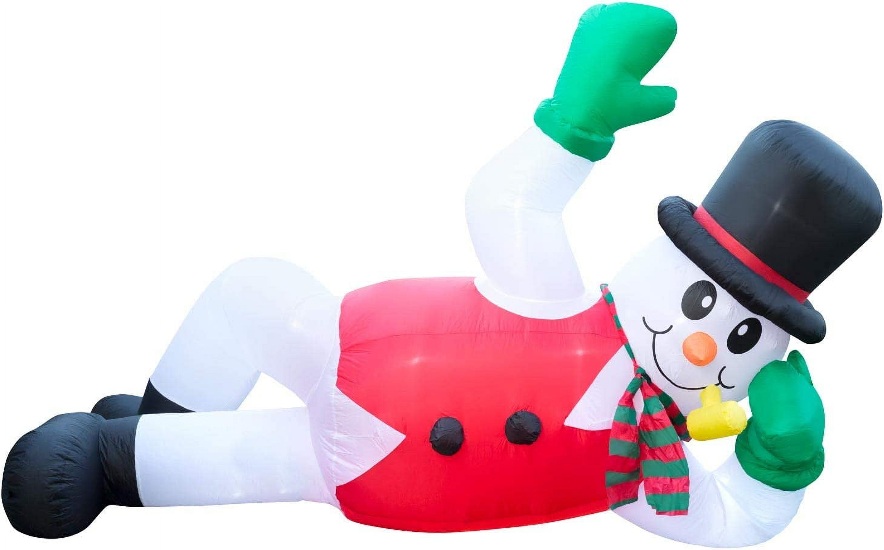 10 ft Christmas Inflatable Lounging Snowman Yard Decoration - 10 ft ...