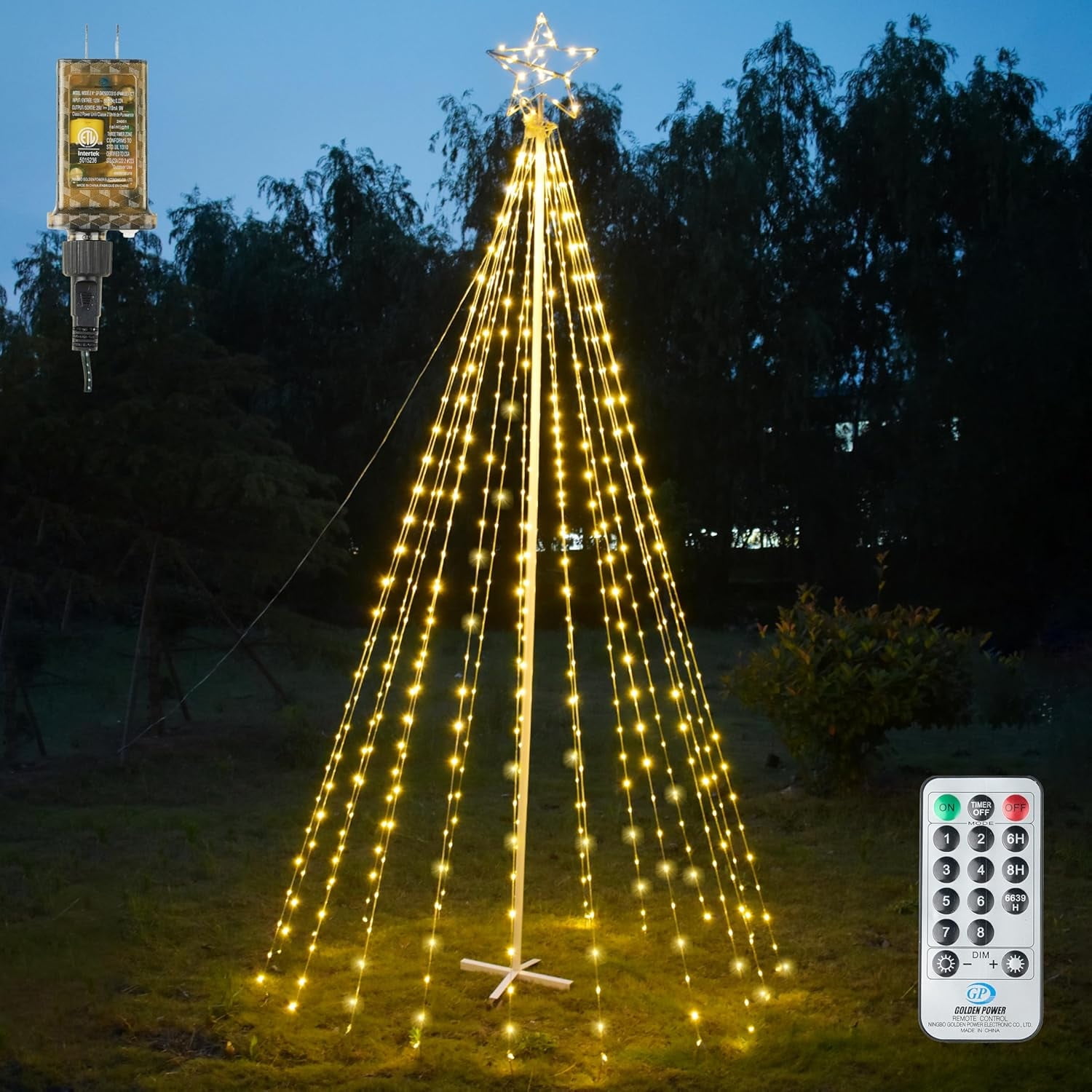 10 ft Cone Tree Yard Light Decorations, 560 LED Warm White Lights with ...