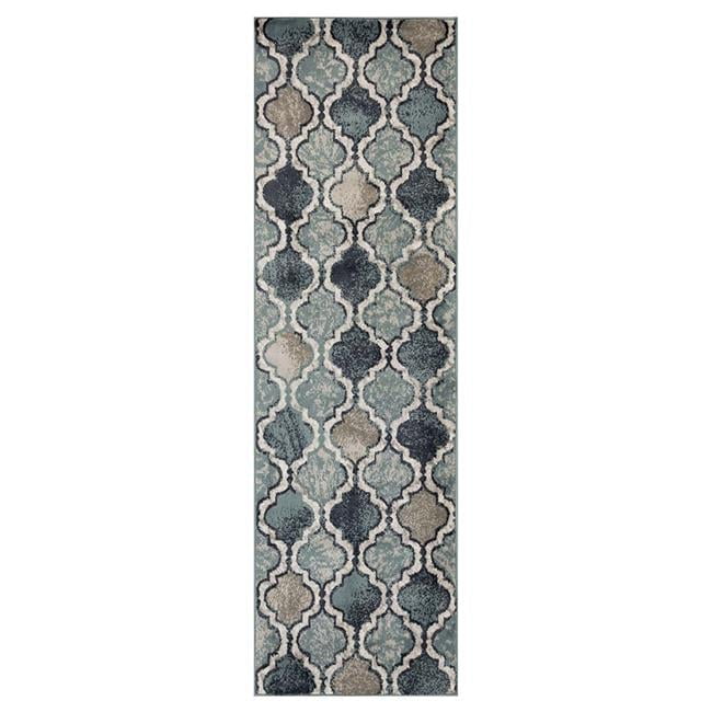 10 ft. Deep Royal Quatrefoil Power Loom Distressed Stain Resistant ...