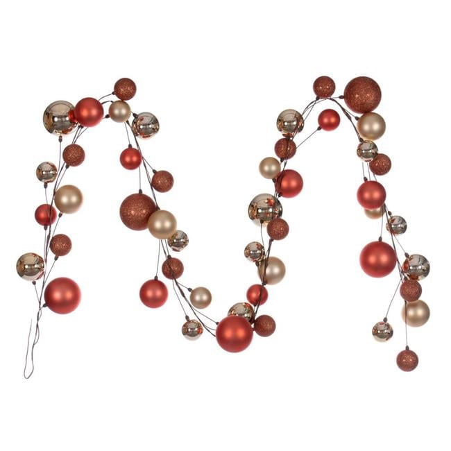 10 ft. Glitter Matte Branch Ball Garland, Champgne - Pack of 3 ...