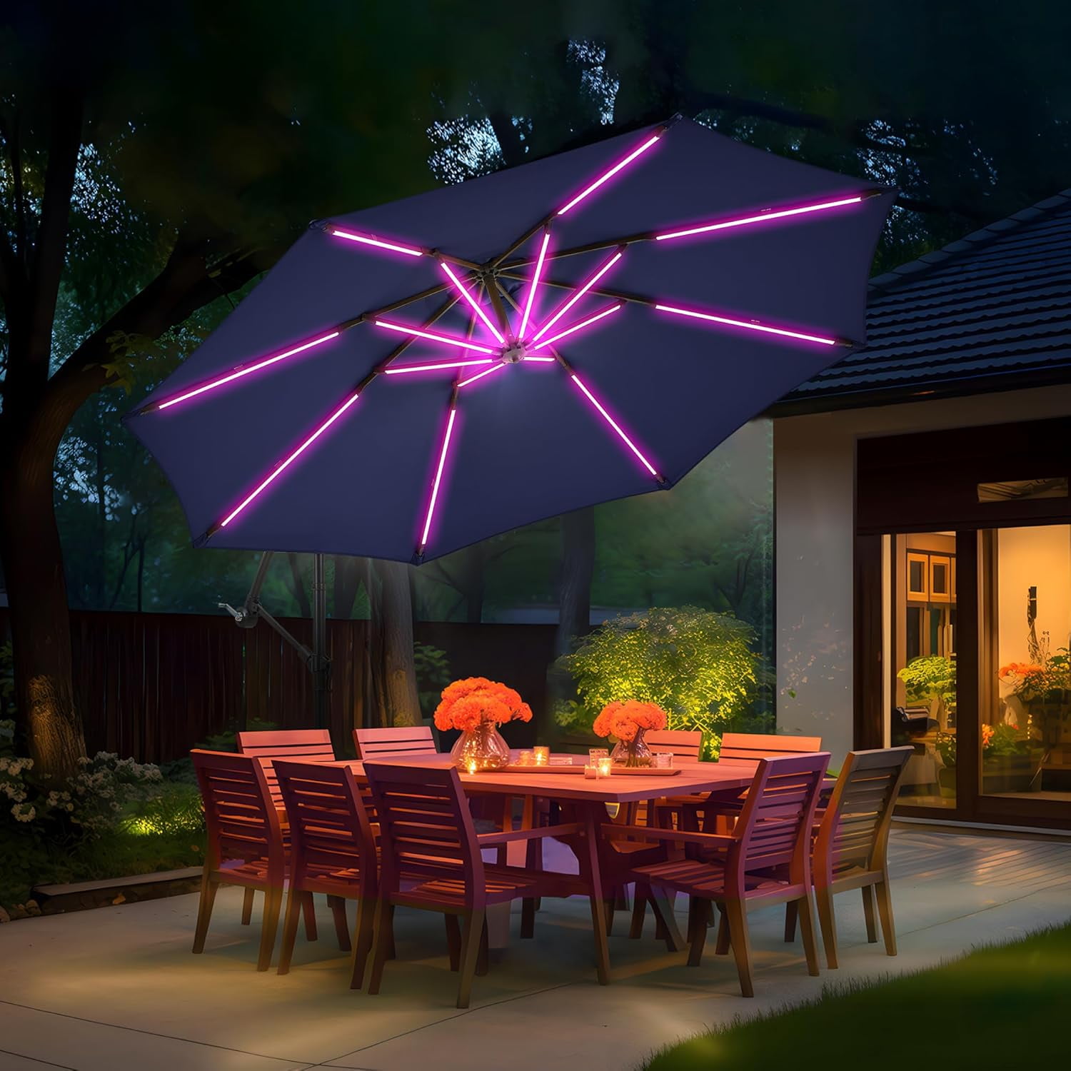 10 ft Offset Patio Umbrella with Stands Included, Large Cantilever ...