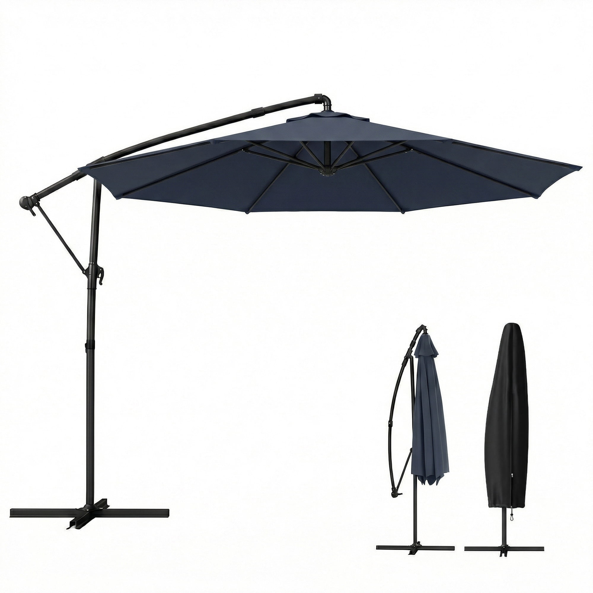 10 ft Offset Patio Umbrella with Cover, Hanging Cantilever Umbrella ...