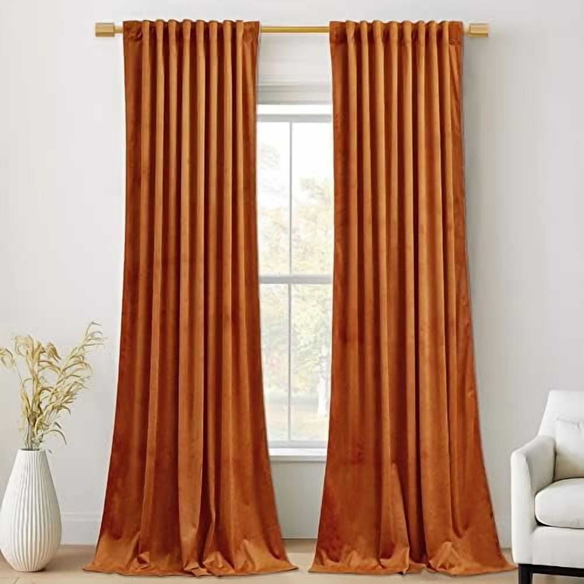 10 ft Orange Curtains for Holiday Backdrops, Super Soft Thick Velvet ...