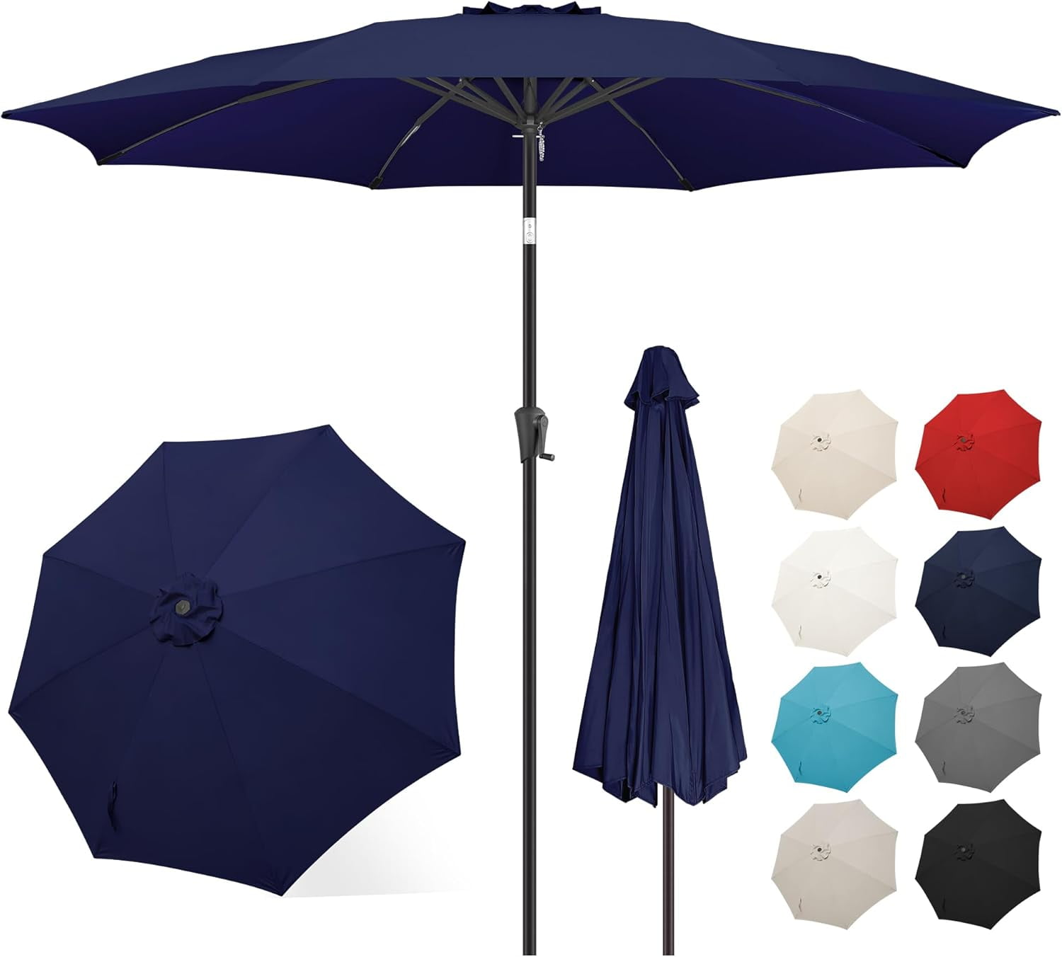 10 ft Outdoor Market Patio Table Umbrella with Fiberglass Rib Tips and ...