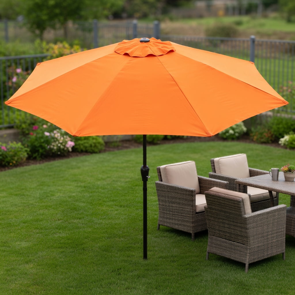10 ft Outdoor Patio Umbrella with Easy-Crank Lift & Adjustable Tilt ...