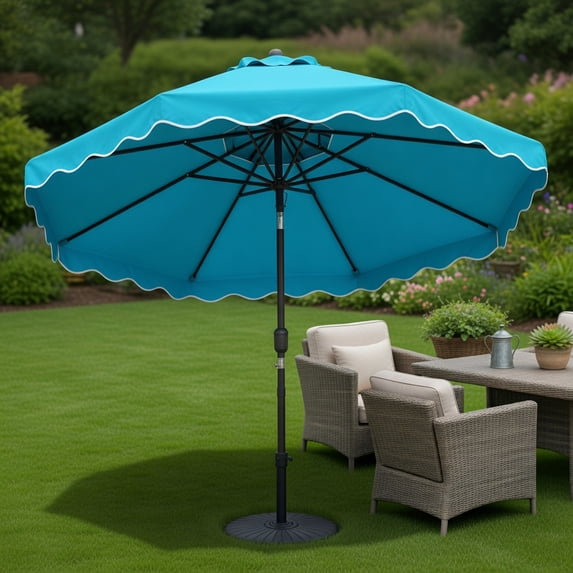 10 ft Outdoor Patio Umbrella with Push-Button Tilt & Crank Mechanism ...
