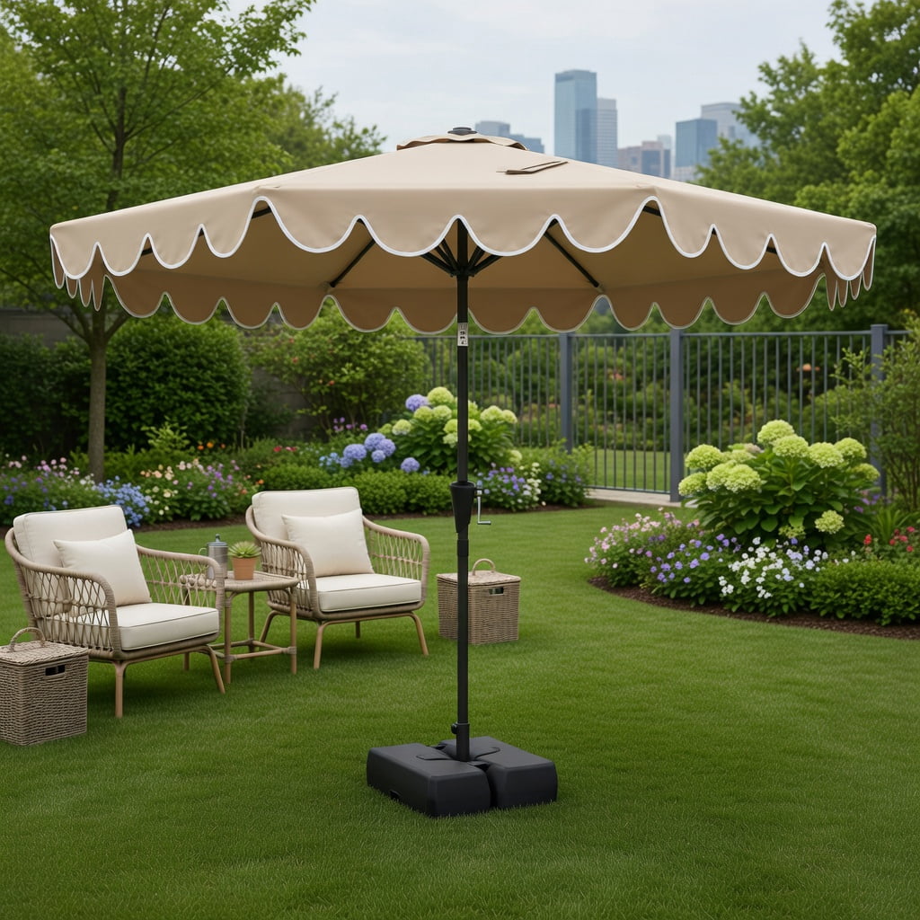 10 ft Patio Umbrella with Heavy-Duty Metal Frame, Tilt Mechanism ...