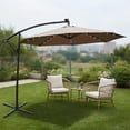 10 ft Solar Powered Offset Patio Umbrella with 360° Rotation & 32 LED ...