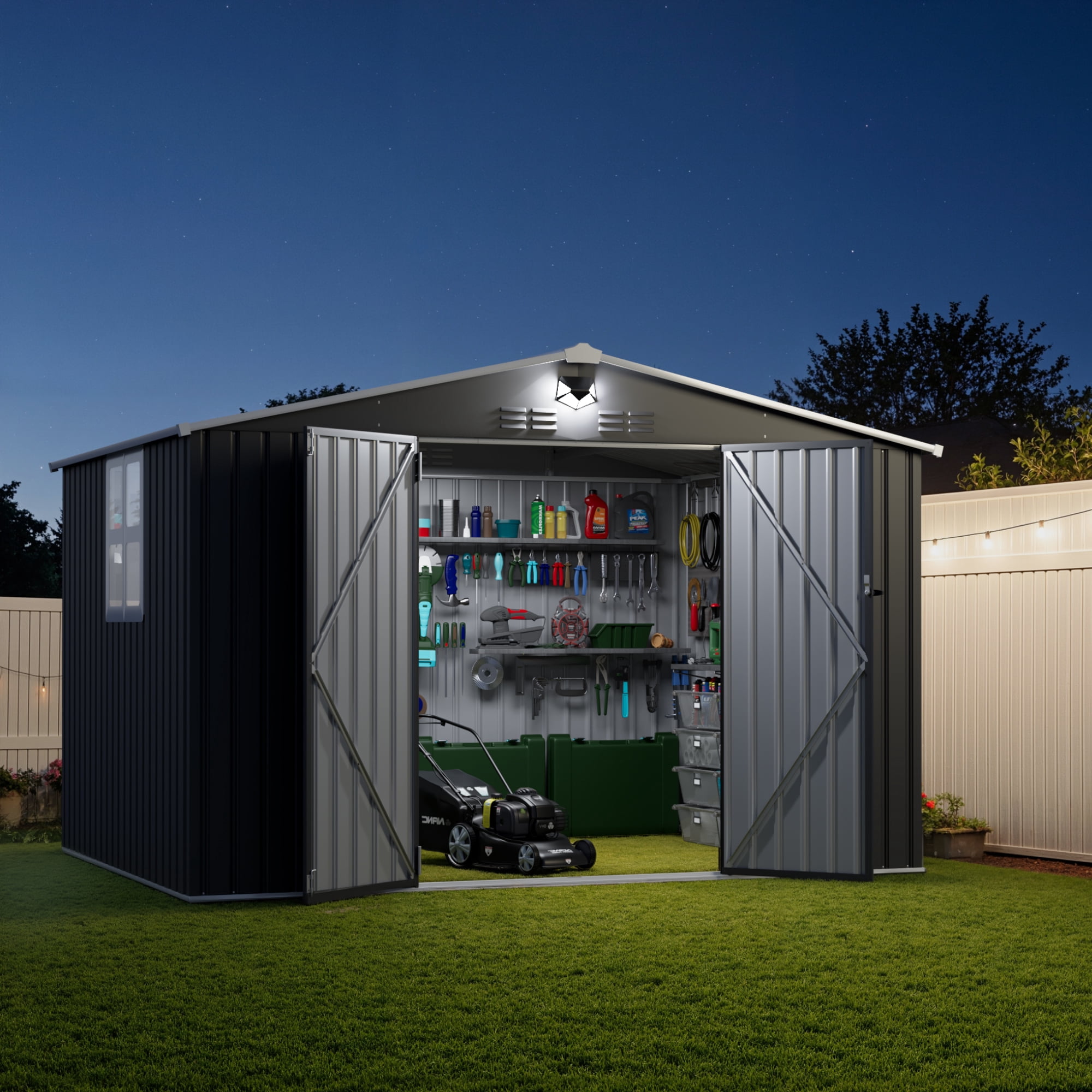 10 ft. W x 8 ft. D Metal Storage Tool Shed, Outdoor Shed with Window ...