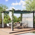 10 ft x13 ft Outdoor Aluminum Pergola with Blue Canopy & White Mesh ...