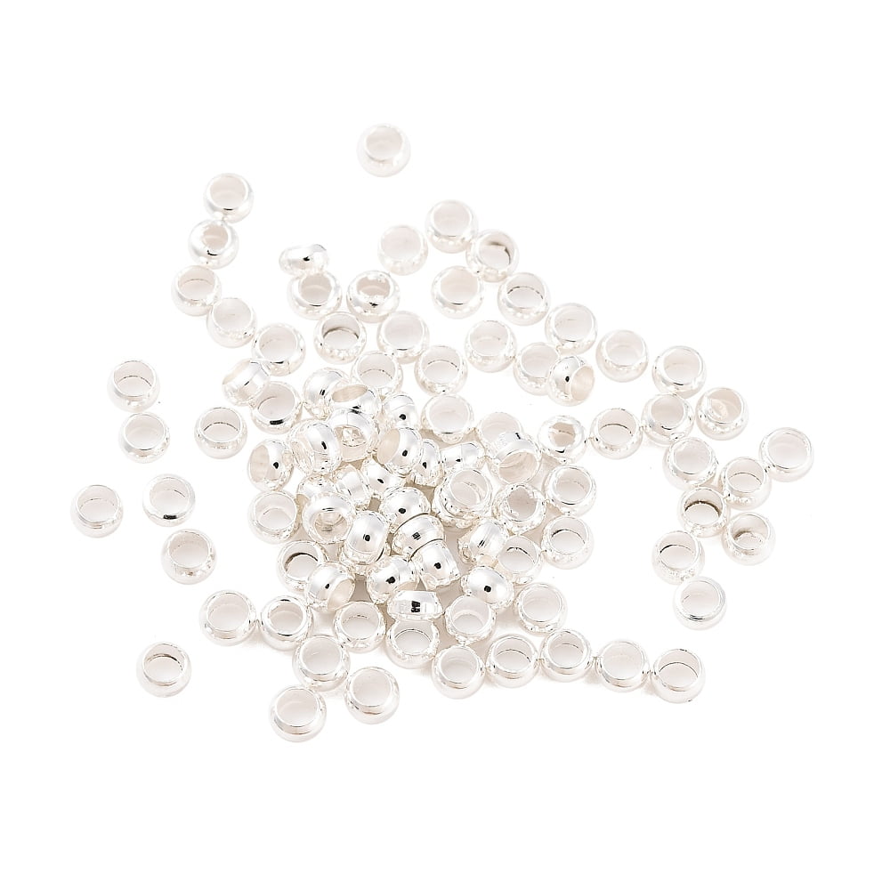 10 g Brass Crimp Beads Silver Color Plated about 2.5mm in diameter hole ...
