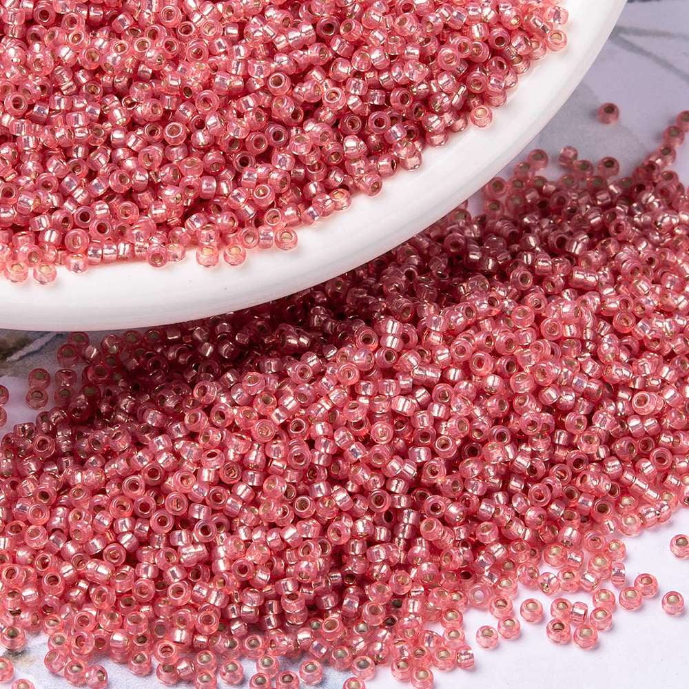 10 g MIYUKI Round Rocailles Beads Japanese Seed Beads 15/0 (RR678) Silverlined Flame Red Opal 1 ...