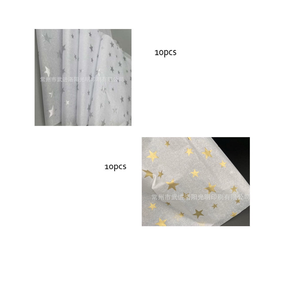 10 gold star snowflake pear paper sheets, 10 silver star snowflake pear ...