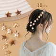 10 golden star hair rings, silver five-pointed star hairpins, star and ...