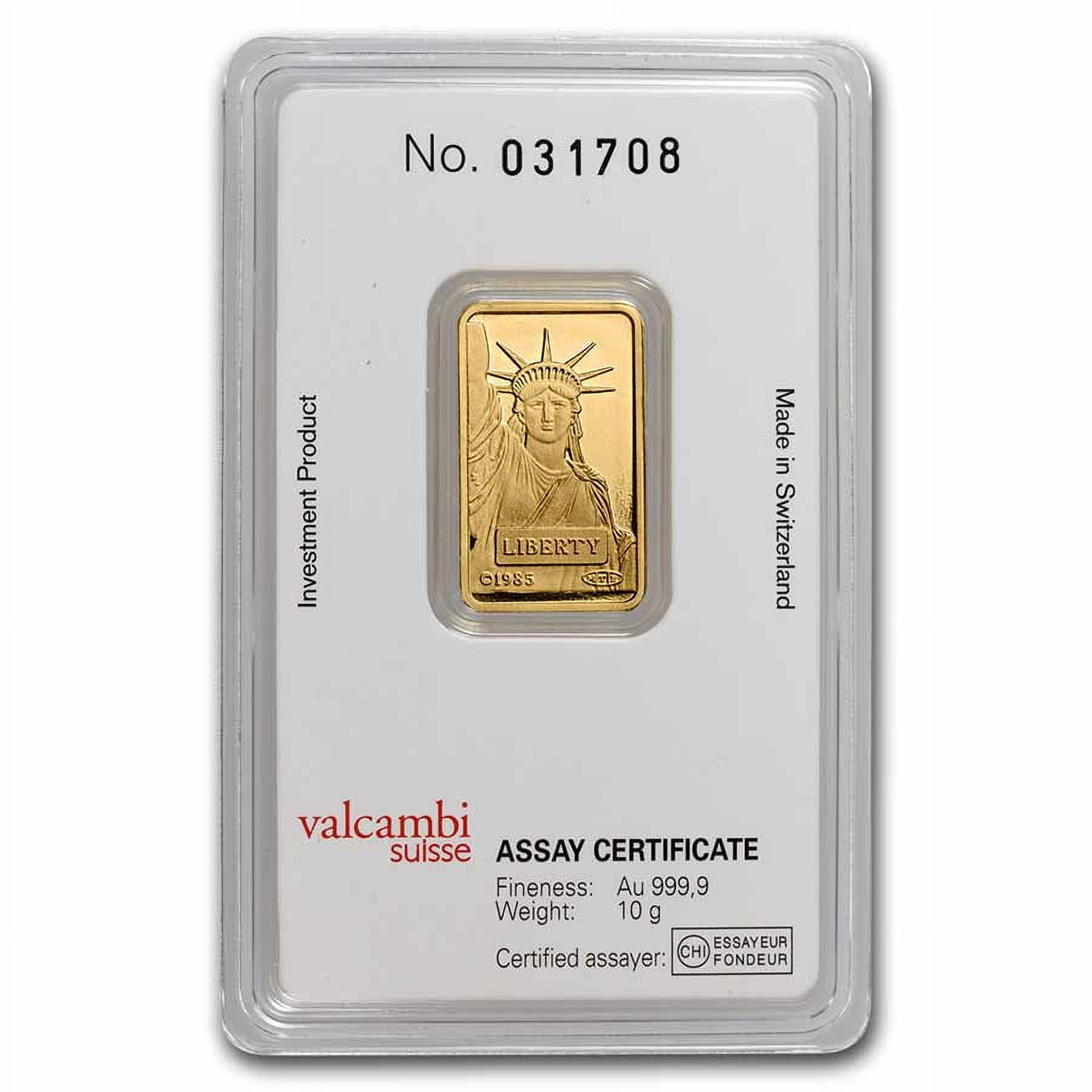Credit Suisse 10g Gold Bar - Statue of Liberty Design (New Assay ...