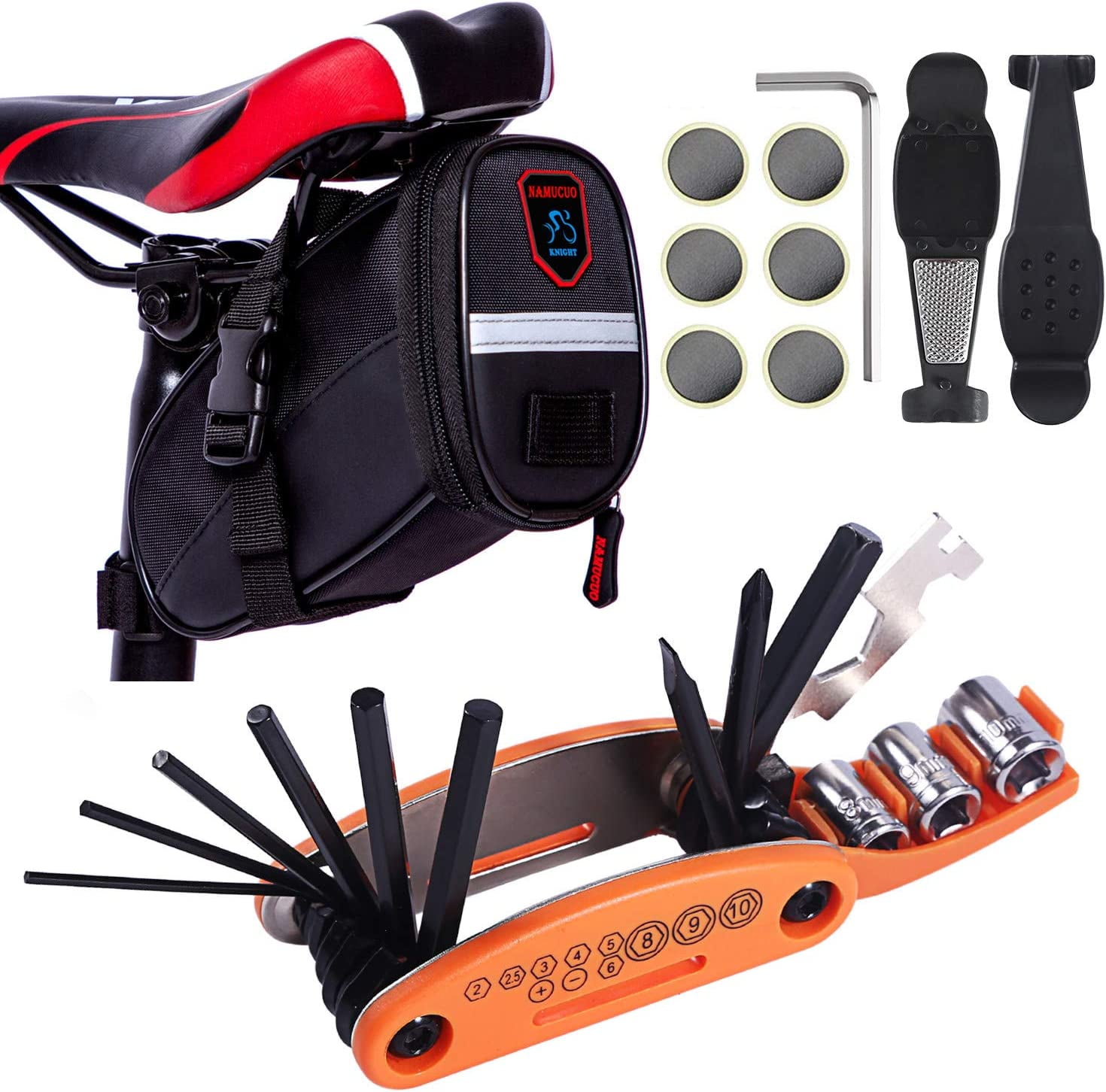 10-in-1 Bike Repair Kit with, 3-in-1 Tire Levers, Glueless Patches ...