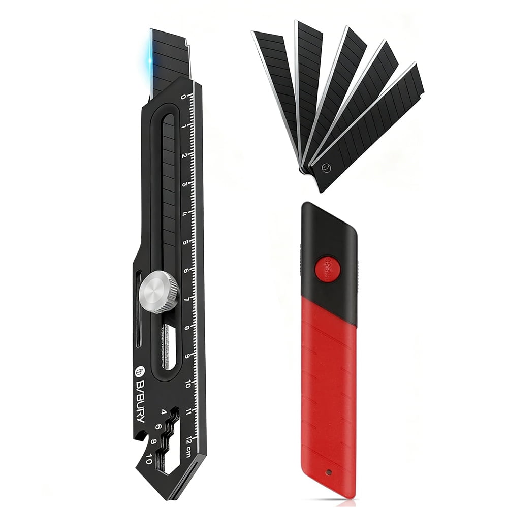 10-in-1 Black Utility Knife Set, Stainless Steel Box Cutter with 5 ...