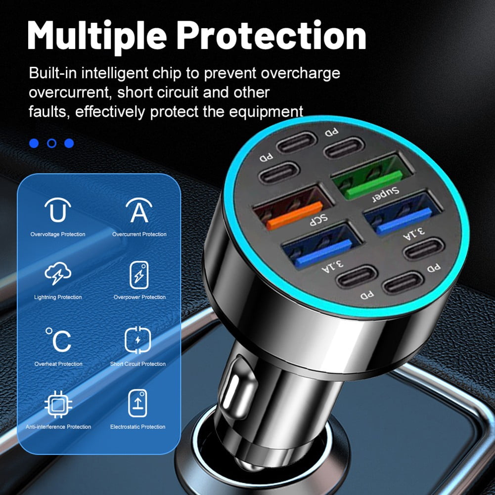 10-in-1 Car Charger PD Power Adapter Car Fast Charging USB C Car Phone ...