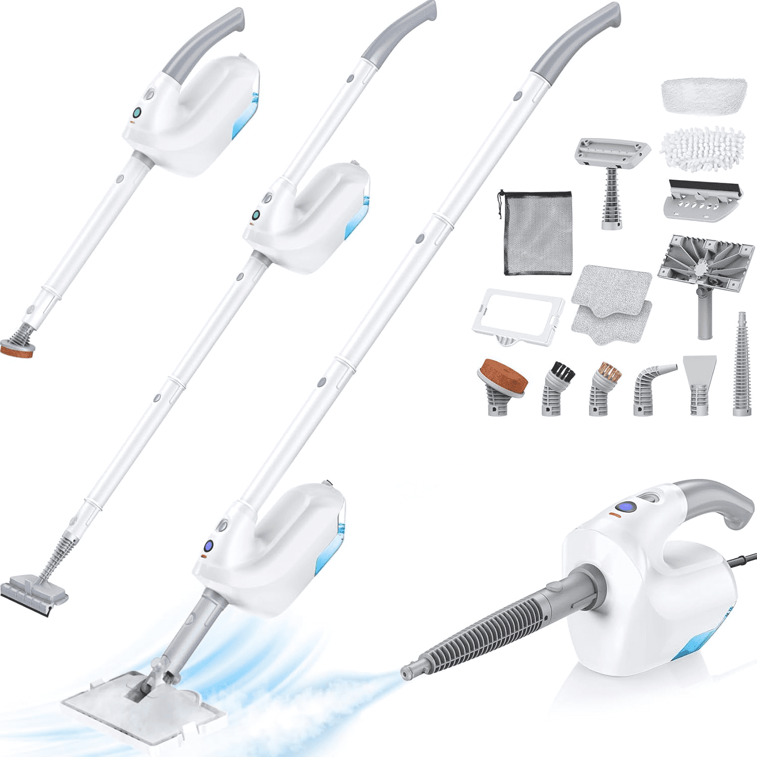 10-in-1 Detachable Handheld Steamer & Floor Steam Mop, 350ml Tank, 10s ...
