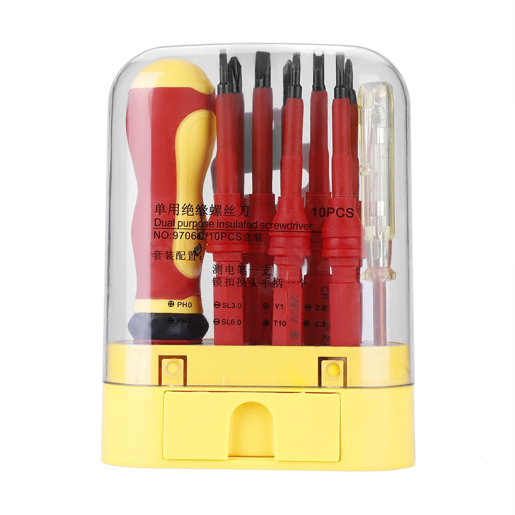 10-in-1 Insulated CRV Screwdrivers & Test Pencil Set for Safe Precision ...
