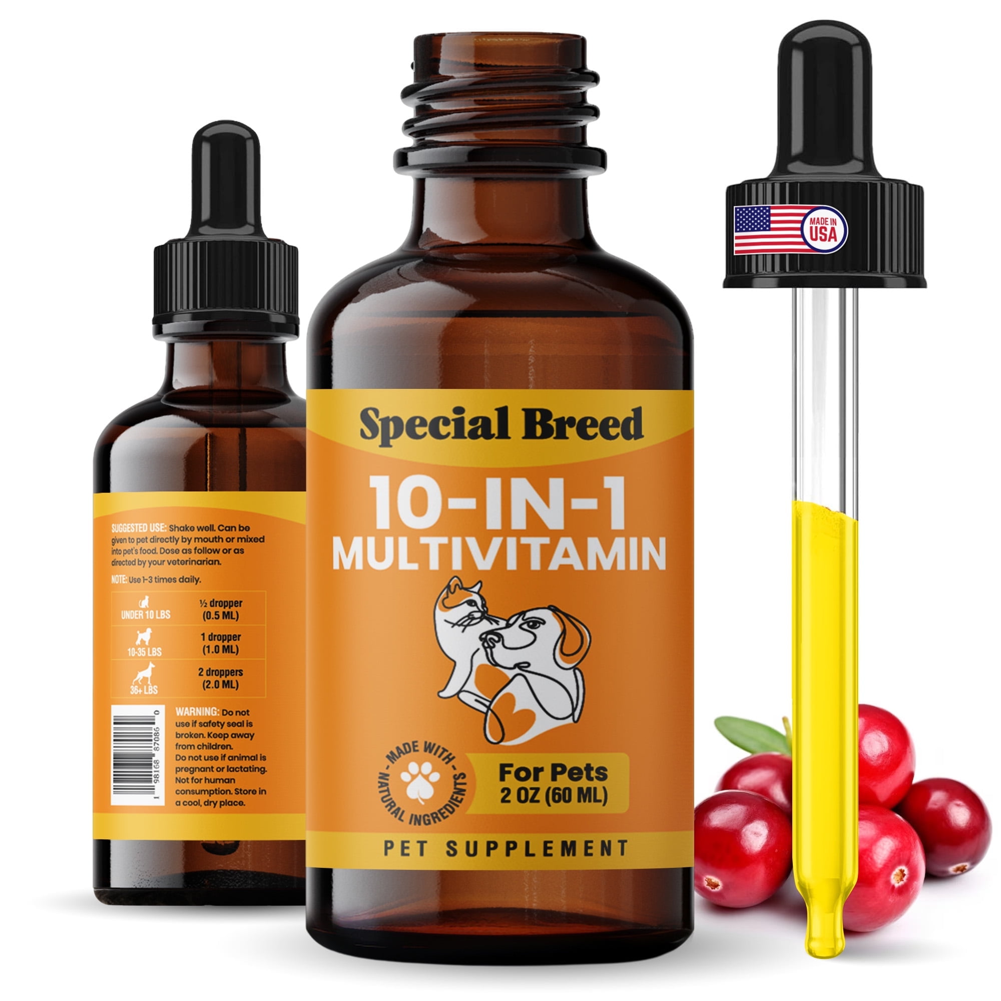 10-in-1 Liquid Multivitamin for Dogs and Cats, 2 Ounce Multi Vitamin ...