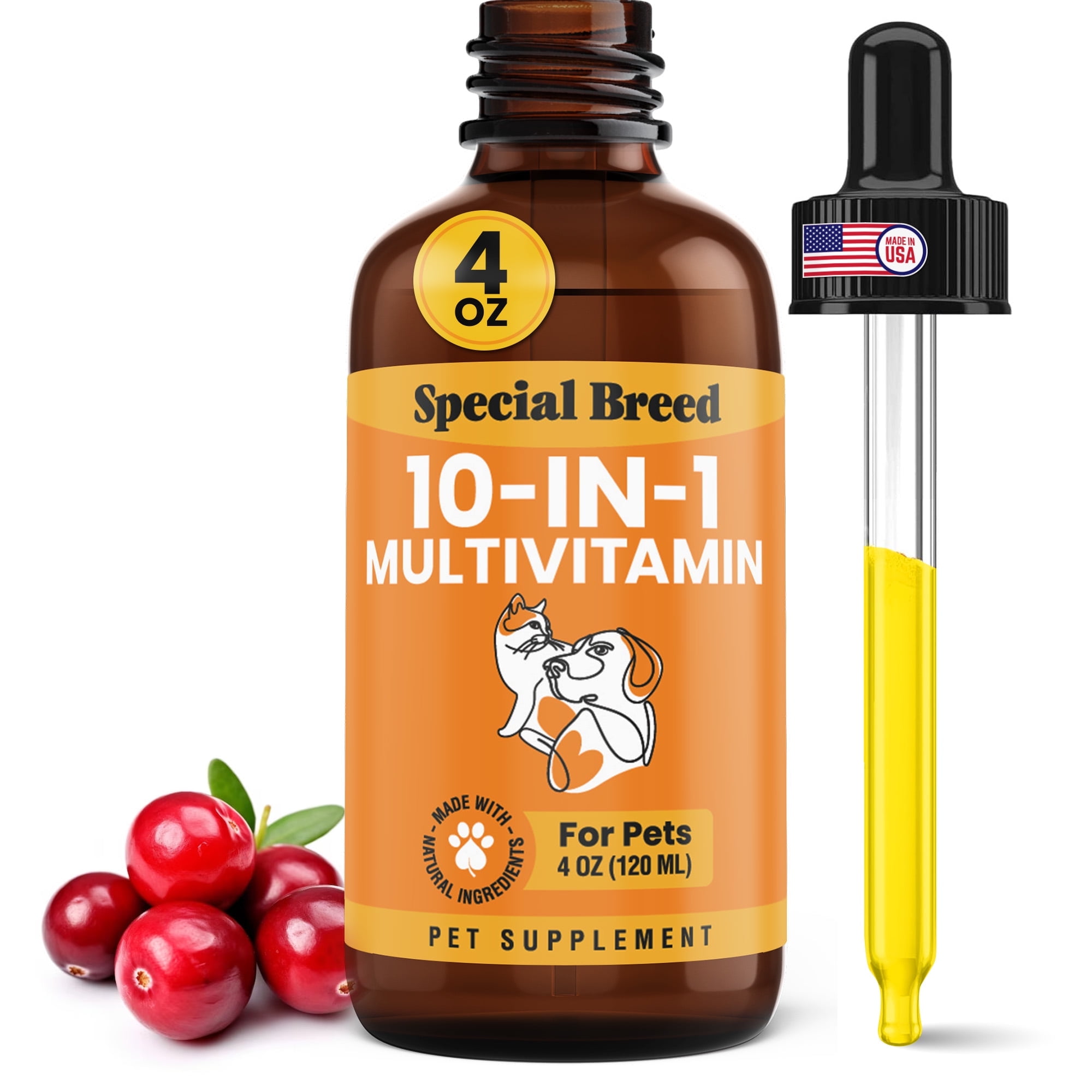 10-in-1 Liquid Multivitamin for Dogs and Cats, 4 Ounce Multi Vitamin ...