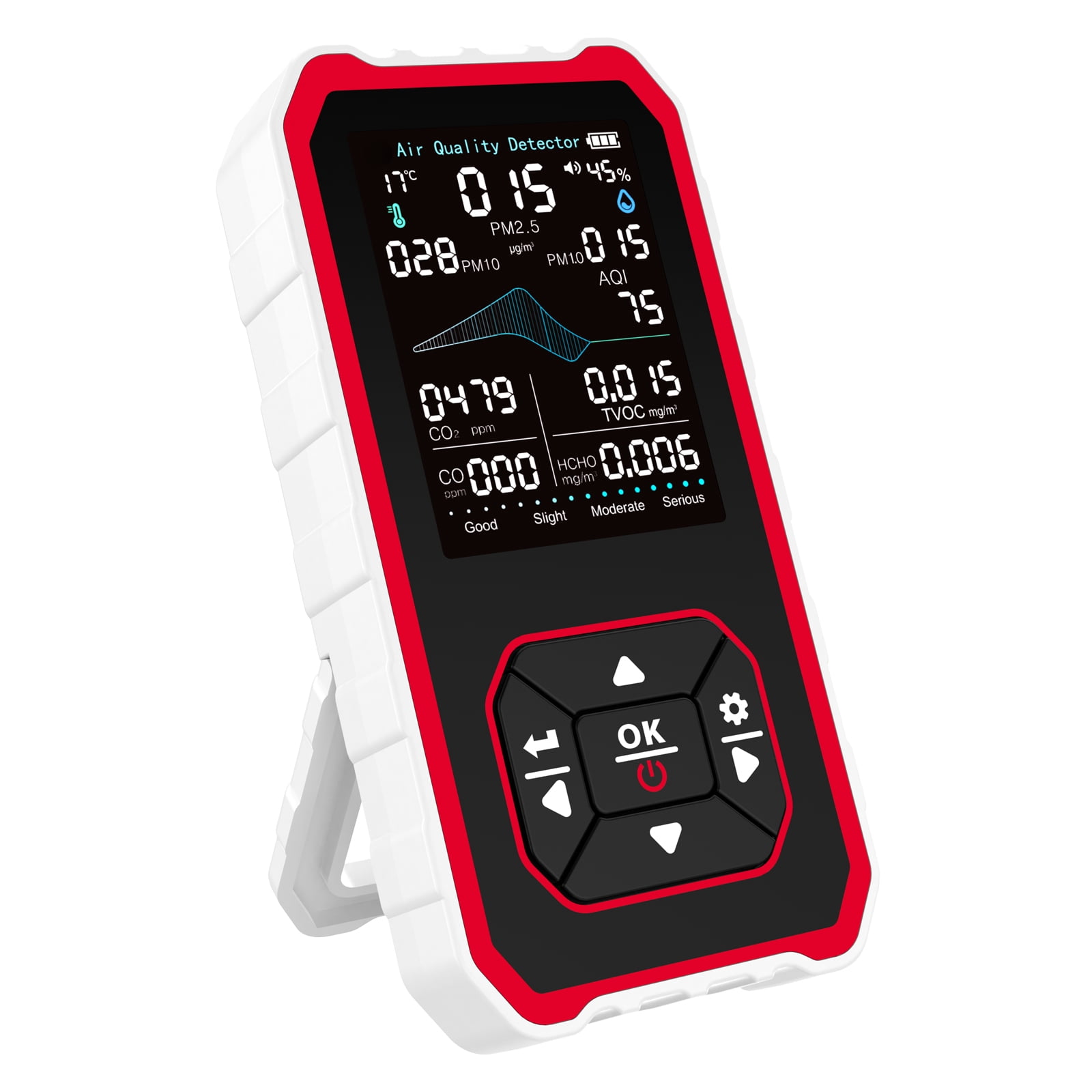 10-in-1 Portable Indoor Air Quality Monitor with Stand - Real-Time AQI ...