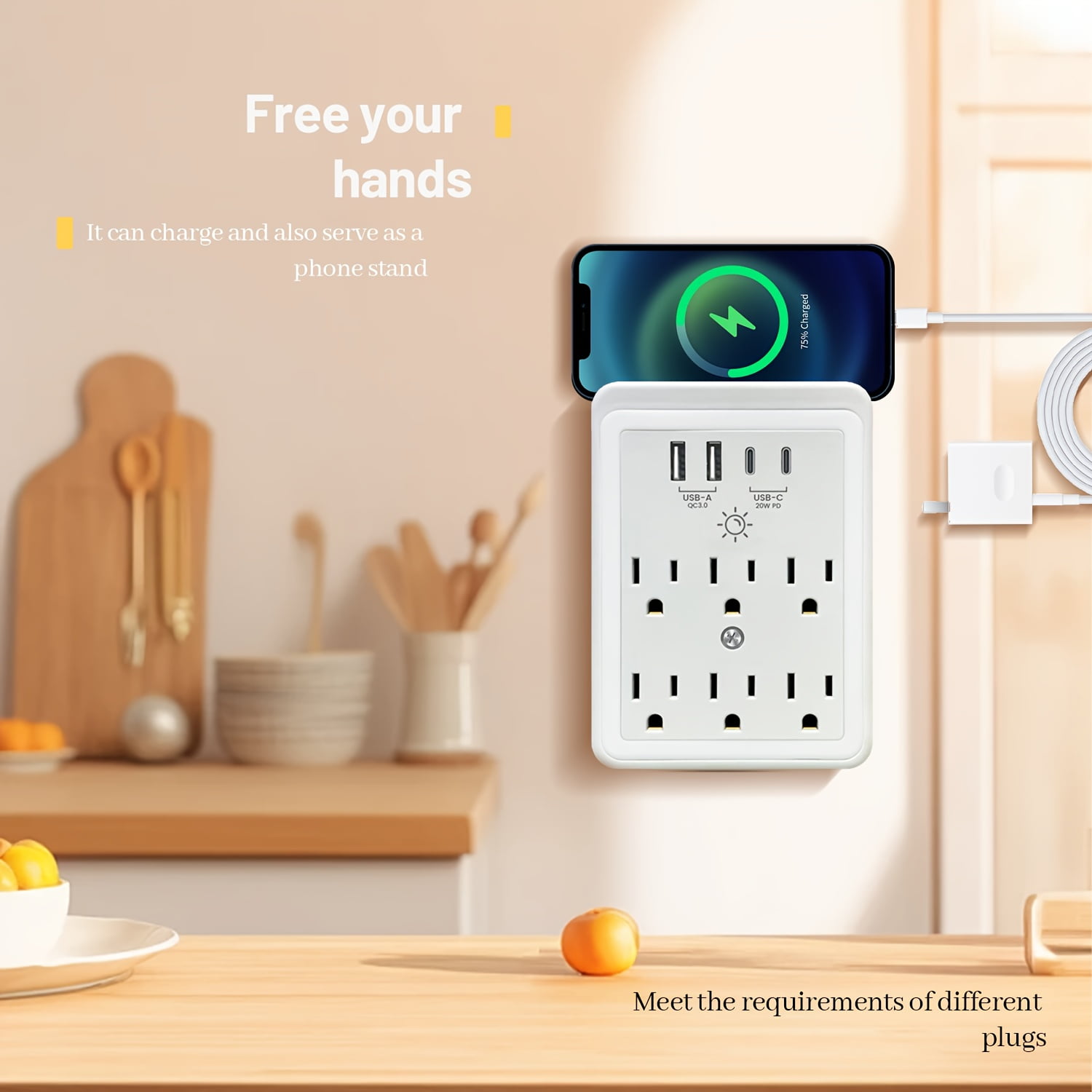 10-in-1 Power Strip with Surge Protector: 6 AC Outlets, 4 USB Ports ...