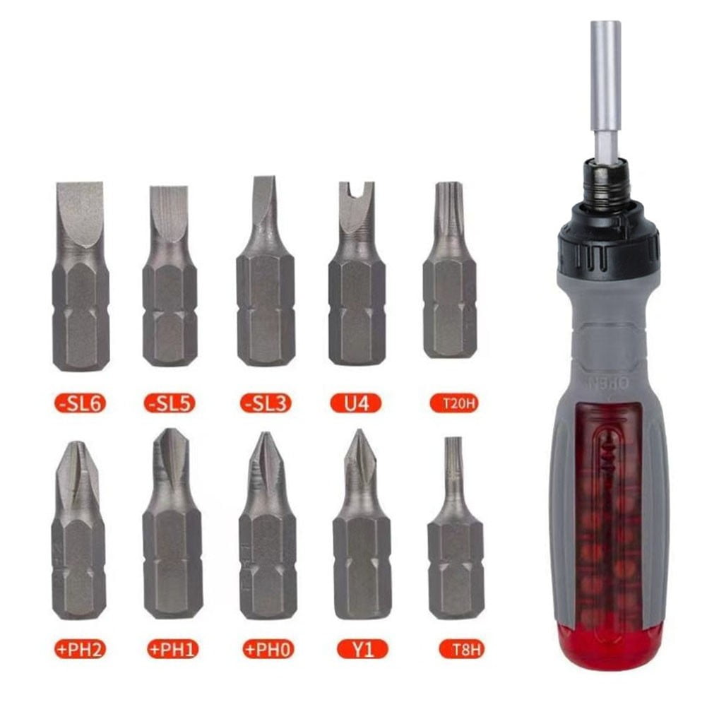 10 in 1 Ratchet Screwdriver Set Telescopic Magnetic Portable Drill Bits ...